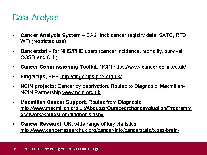 National Cancer Intelligence Network data usage 17 November