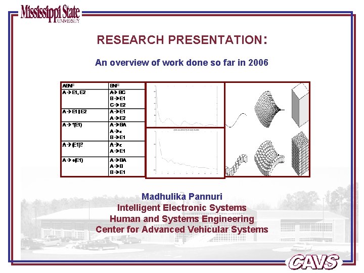 RESEARCH PRESENTATION An overview of work done so
