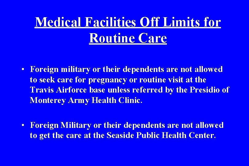 Medical Presentation International Students OIC LT NORTH LCPO