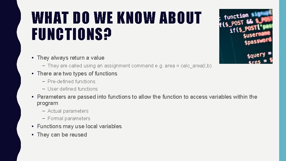 FUNCTIONS REVISION WHAT DO WE KNOW ABOUT FUNCTIONS