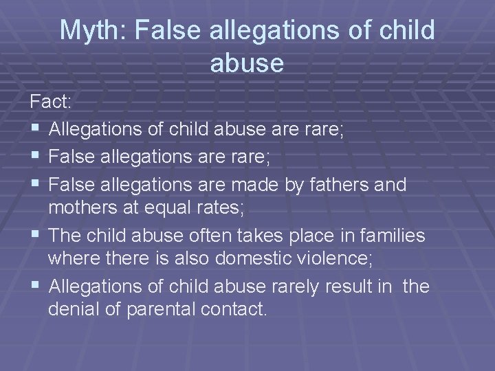 Myths and Facts Domestic Violence and Child Abuse