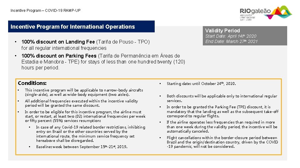 INCENTIVE PROGRAM COVID19 RAMPUP September 2020 Incentive Program
