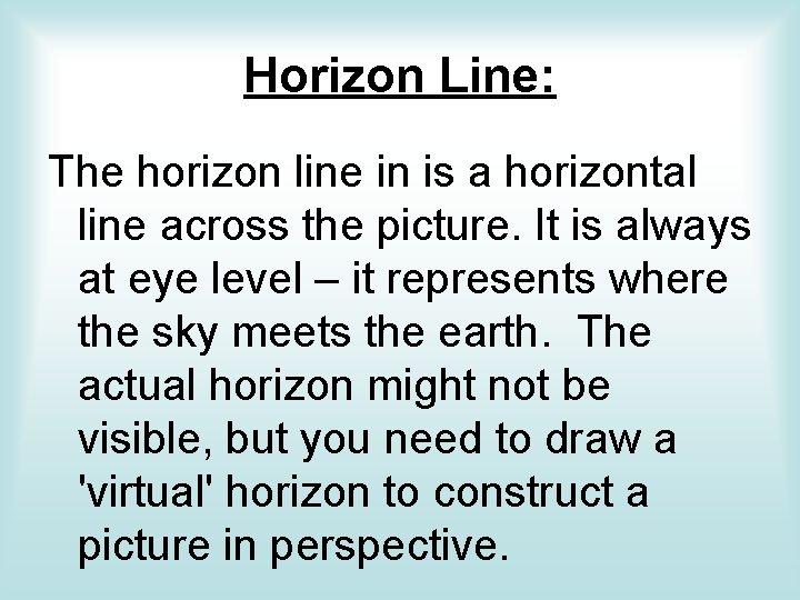 1 Point Perspective Artists need to know perspective