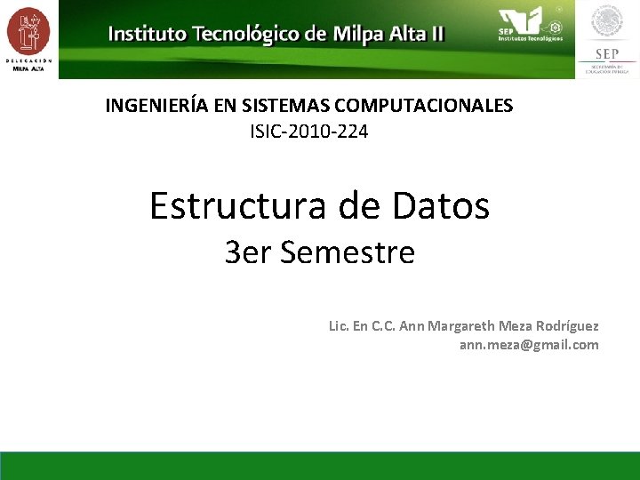 INGENIERA EN SISTEMAS COMPUTACIONALES ISIC 2010 224 Estructura