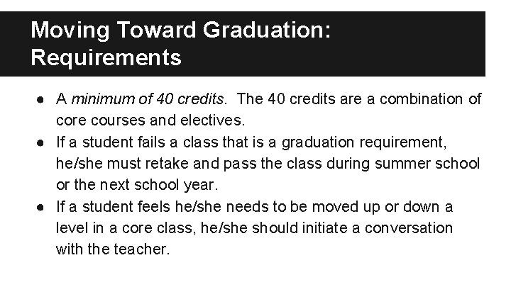 INFO EVERY FRESHMAN SHOULD KNOW Class of 2019