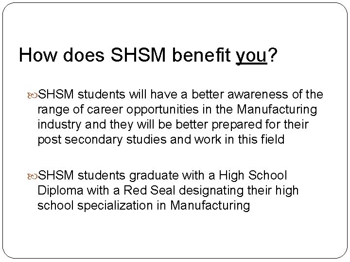 Specialist High Skills Major Manufacturing Etobicoke Collegiate Institute