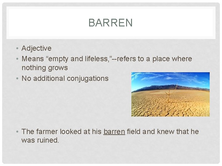 VOCABULARY LIST ONE ENGLISH ONE ADJACENT Adjective Means