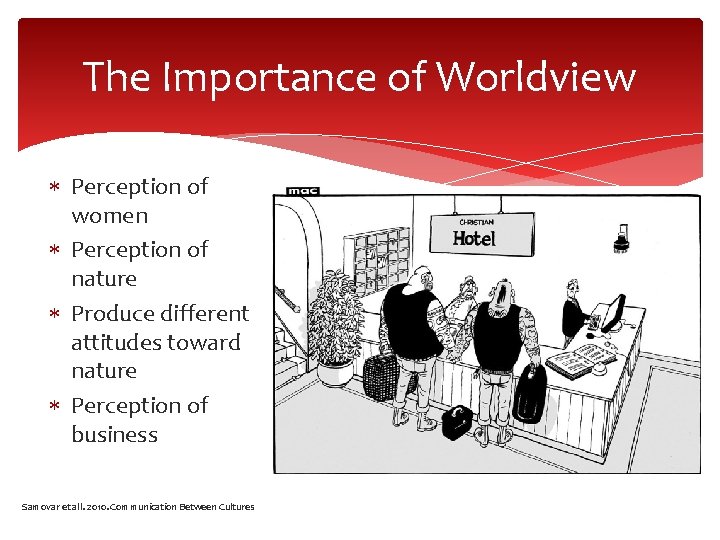 Akar Kebudayaan Pandangan budaya mengenai kehidupan Komunikasi Antar