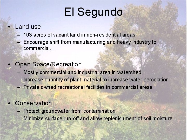 Land Use Open Space Recreation Conservation Issues and
