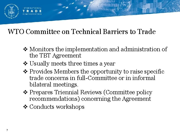 Compliance with the WTO Technical Barriers to Trade