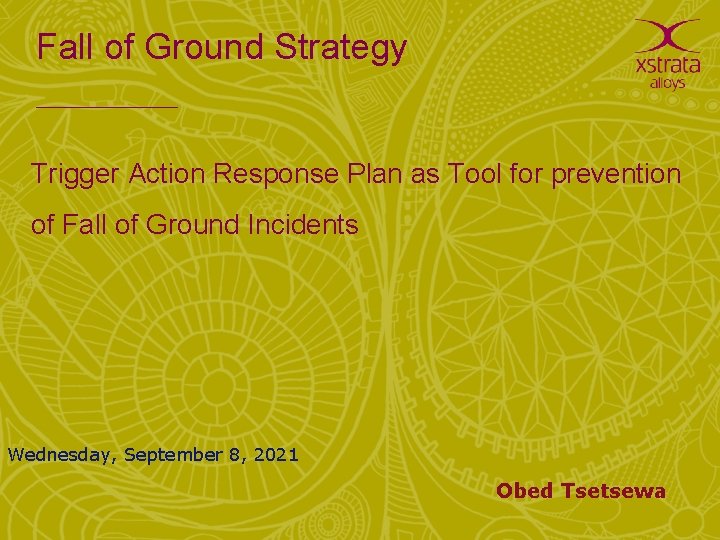 Fall of Ground Strategy Trigger Action Response Plan