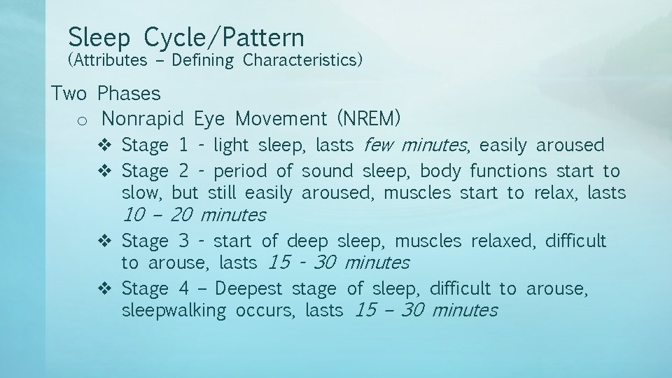 Concept Sleep Sleep Concept Objectives 1 Describe what