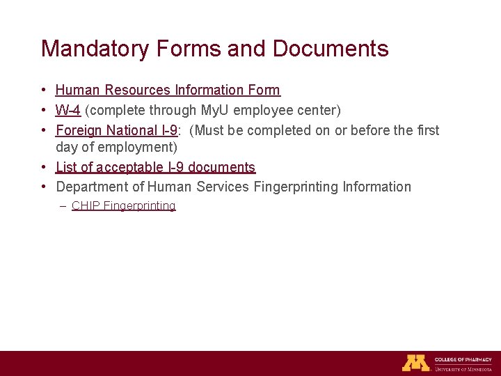 New Resident Orientation Mandatory Forms and Documents Human