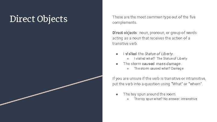 Complements English III What are the two basic
