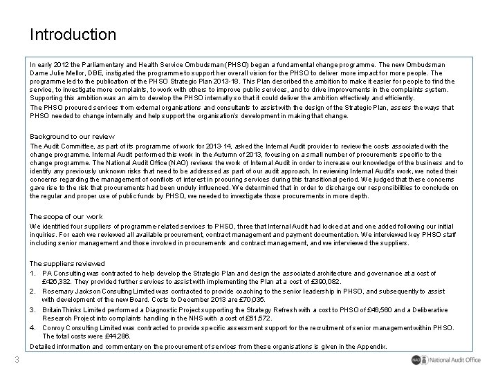 Parliamentary and Health Service Ombudsman PROCUREMENT INVESTIGATION ...