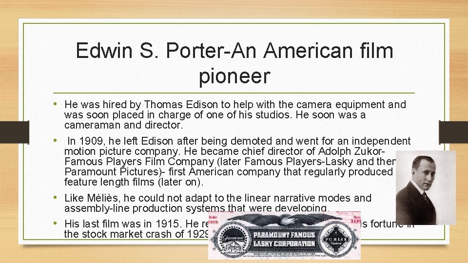 Edwin S Porter and Thomas Edison Edwin S