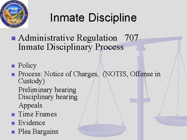 Inmate Discipline AR 707 Inmate Discipline Correct Behavior