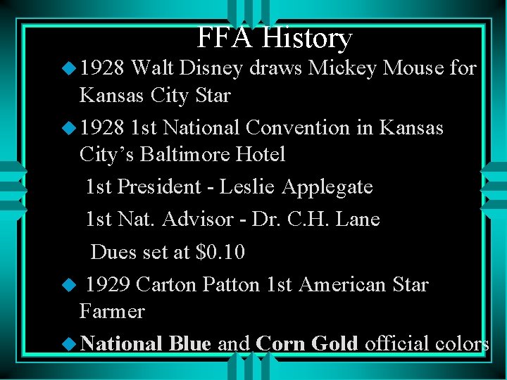 FFA Then and Now A look back at