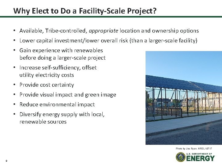 Introduction to Facility and Community Scale Project Financing