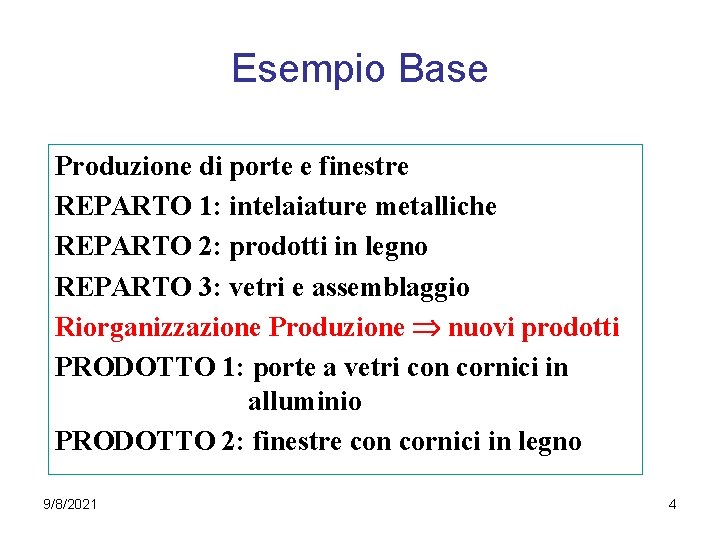 esempi e definizioni per modelli di Programmazione Lineare