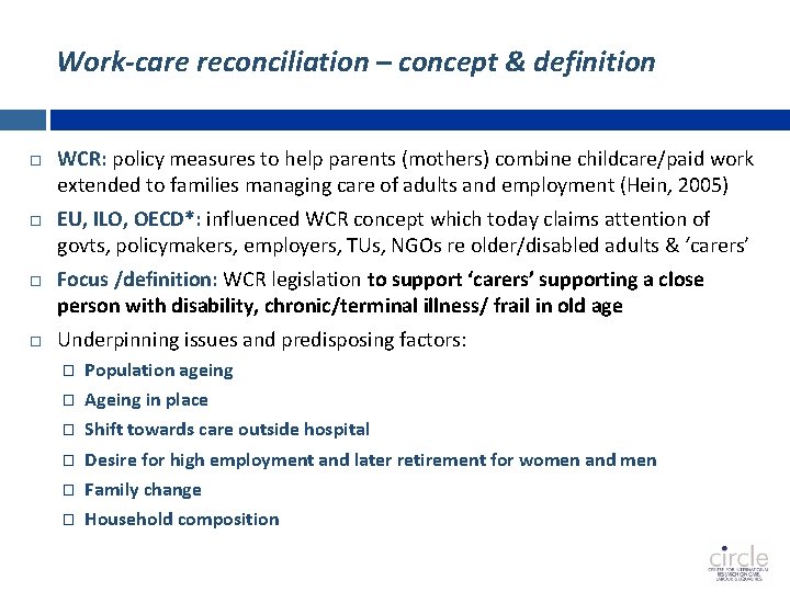 Combining work and care an international perspective on