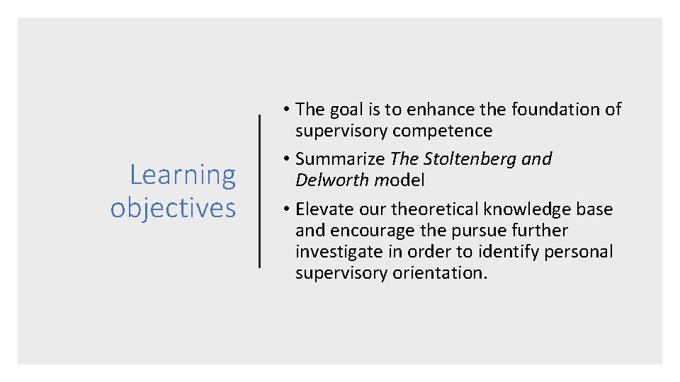 The Stoltenberg and Delworth Model Andrea Garraway COUC