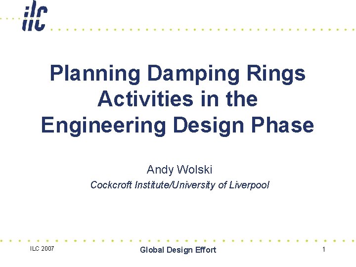 Planning Damping Rings Activities in the Engineering Design