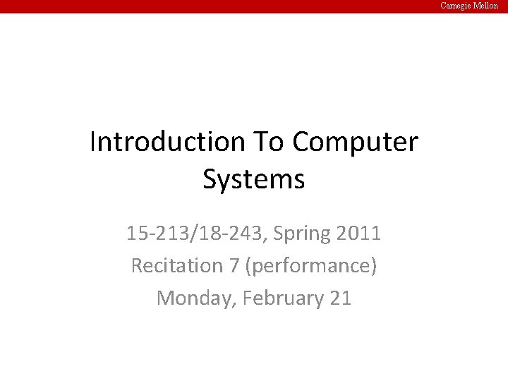 Carnegie Mellon Introduction To Computer Systems 15 21318