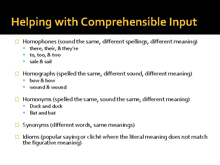 Chapter 4 Comprehensible Input SIOP Made Easy The