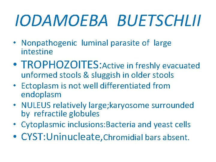 NONPATHOGENIC OPPORTUNISTIC AMOEBAE NONPATHOGENIC AMOEBAE Entamoeba ...