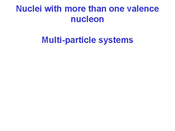 Nuclei with more than one valence nucleon Multiparticle