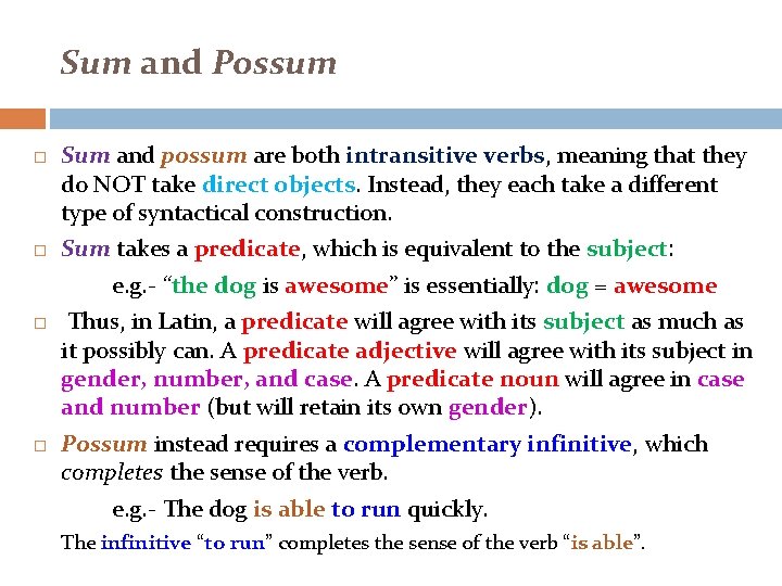 REVIEW TOPIC WEEK 2 Sum Possum Perfect Indicative