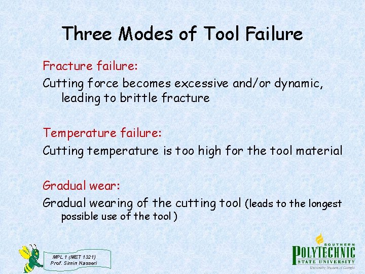 Manufacturing Processes lab I Cutting tools MPL 1