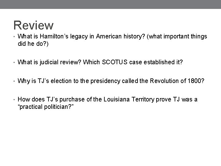 Review What is Hamiltons legacy in American history