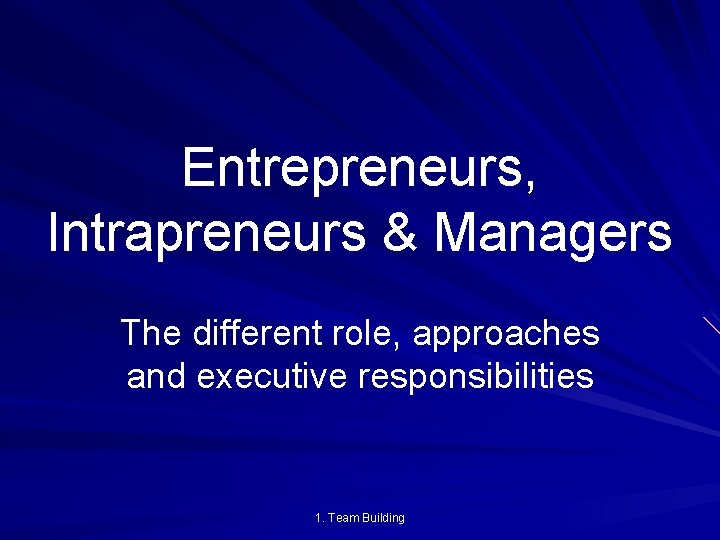 L 1 Team Building EC 10 Innovation Commercialisation