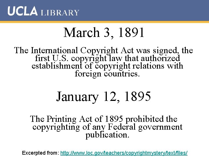 History and Evolution of Copyright Law Legislative highlights