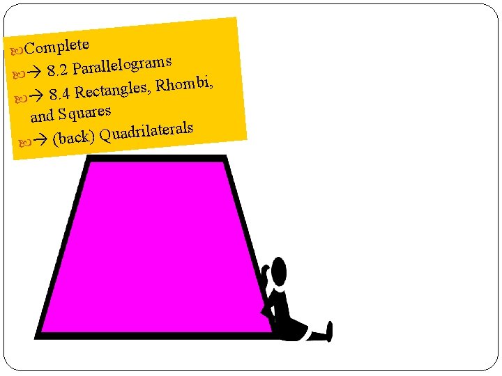 Materials Straightedge 2 sheets of Patty Paper Quadrilaterals