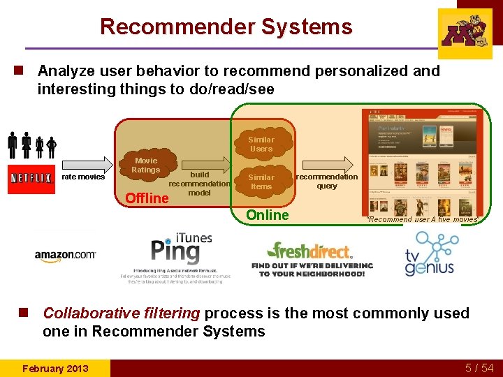University of Minnesota Database Support for Recommender Systems