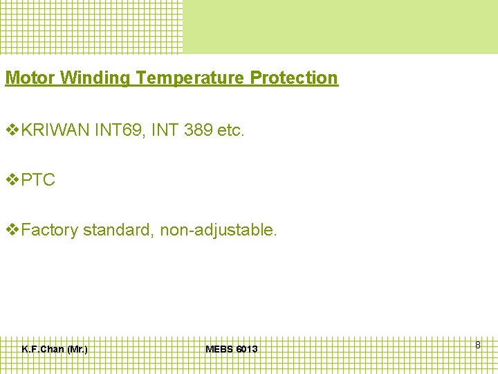 Adjustment of Protection Devices in Water Chillers K