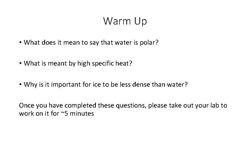 Warm Up What does it mean to say