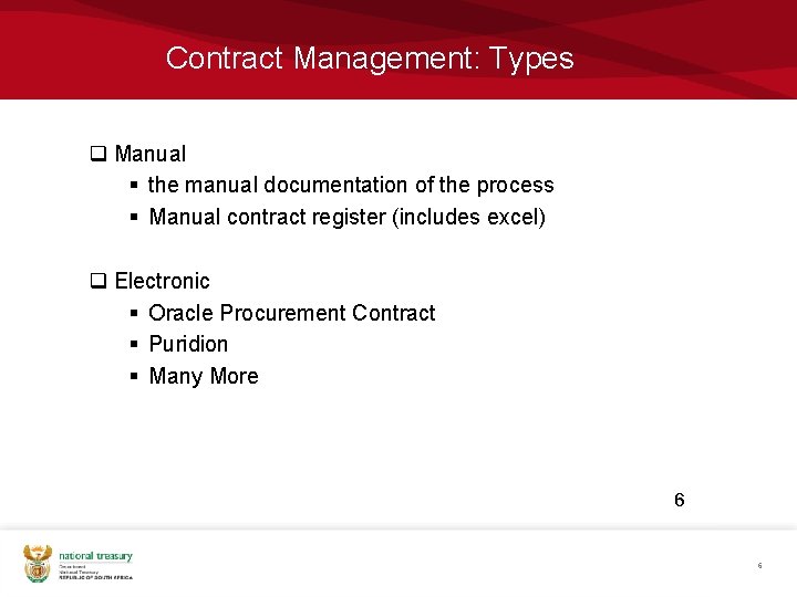 Workshop on Contract Management Presented by Ms Galaletsang