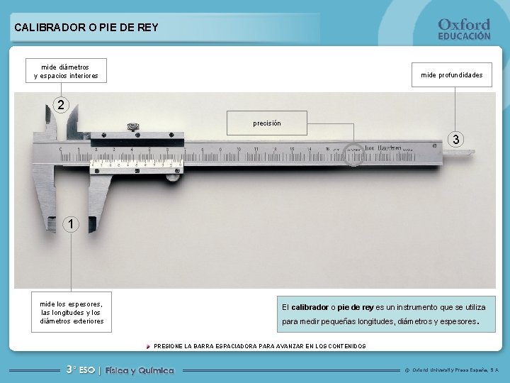 CALIBRADOR O PIE DE REY mide dimetros y