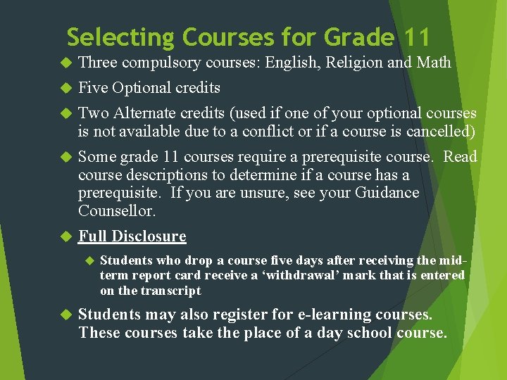 PLANNING YOUR GRADE ELEVEN YEAR Archbishop Denis OConnor