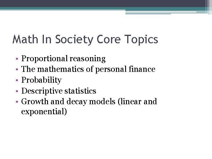 An Activity Based Liberal Arts Math Course Dr