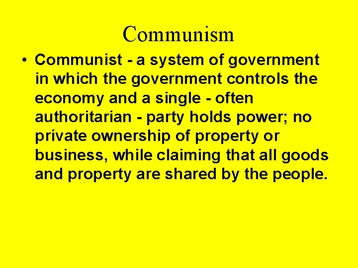 Types of Governments vocabulary Absolute Monarchy A form