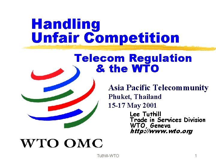 Handling Unfair Competition Telecom Regulation the WTO Asia