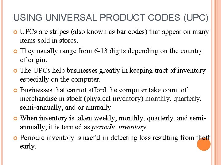 INVENTORY AND TURNOVER Course Code and Title DBA