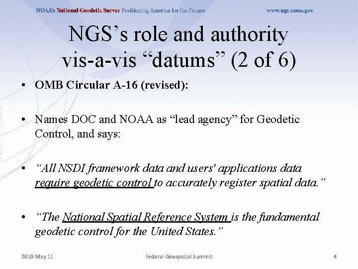 Modernizing the NSRS The NGS 10 year plan