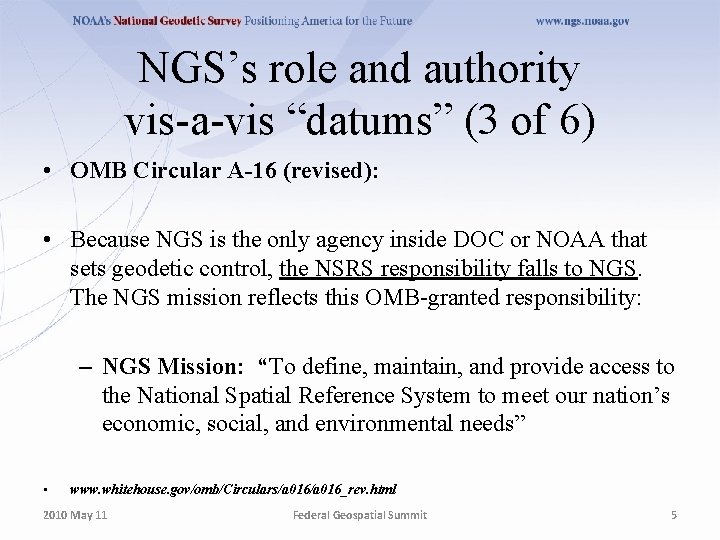 Modernizing the NSRS The NGS 10 year plan