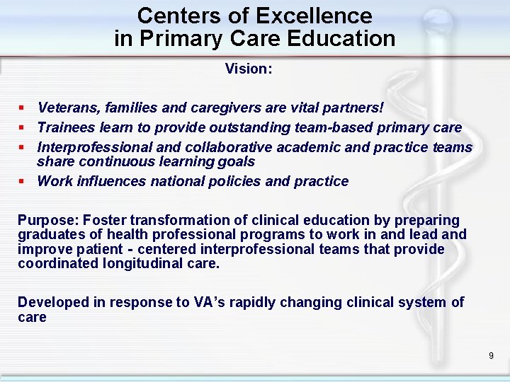 Advanced Fellowships Centers of Excellence in Primary Care